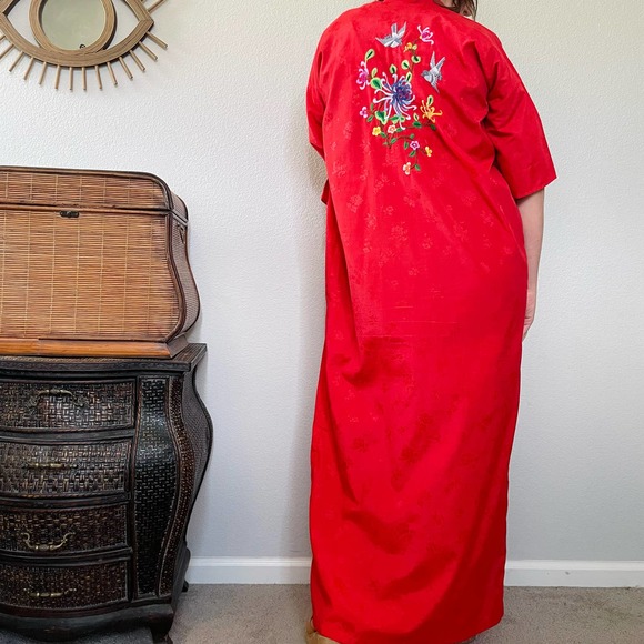 Vintage | Intimates & Sleepwear | Vintage 6s70s Long Red Chinese Robe ...